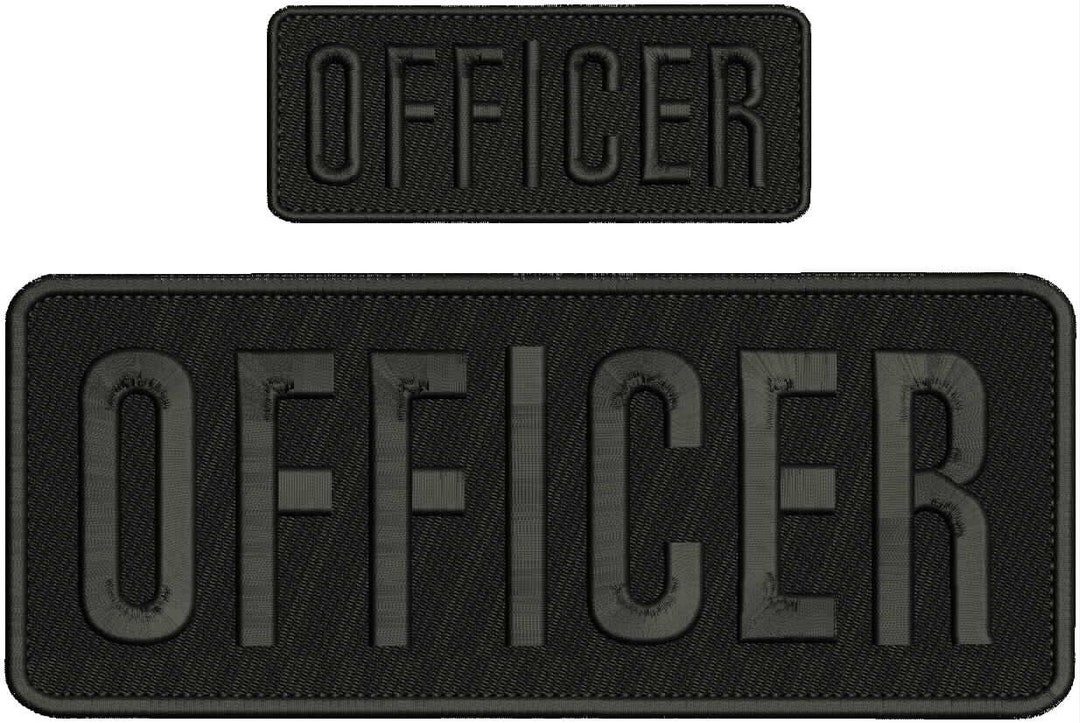 Officer Embroidery Patch 10x4 and 5x2 Inches Hook Backing All Black - Etsy