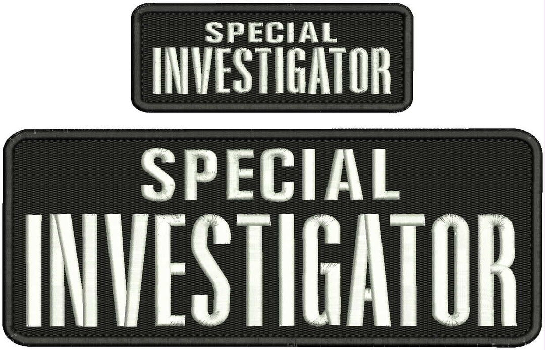 Special Investigator Embroidery Patch 4x10 and 2x5 Inches Hook Backing ...