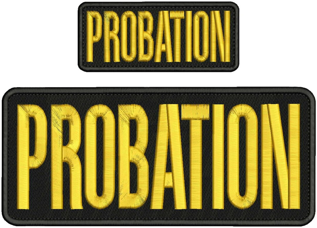 Probation Embroidery Patch 4x10 and 2x5 Inches Hook Backing Gold ...