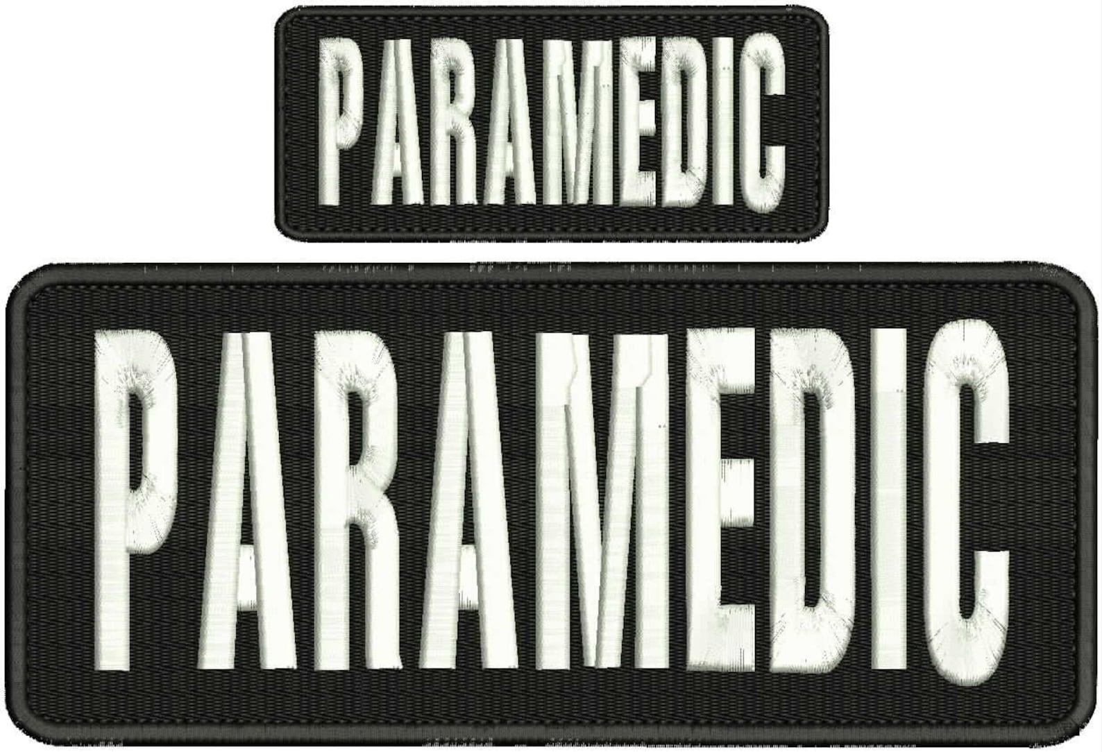 Paramedic Embroidery Patch 10x4 and 5x2 Inches Hook Backing White ...