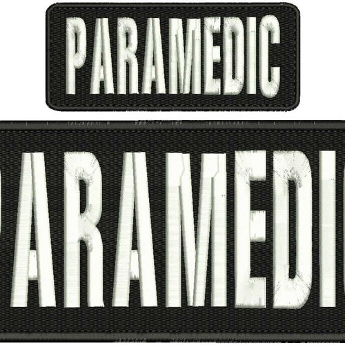 Paramedic Embroidery Patch 10x4 and 5x2 Inches Hook Backing | Etsy