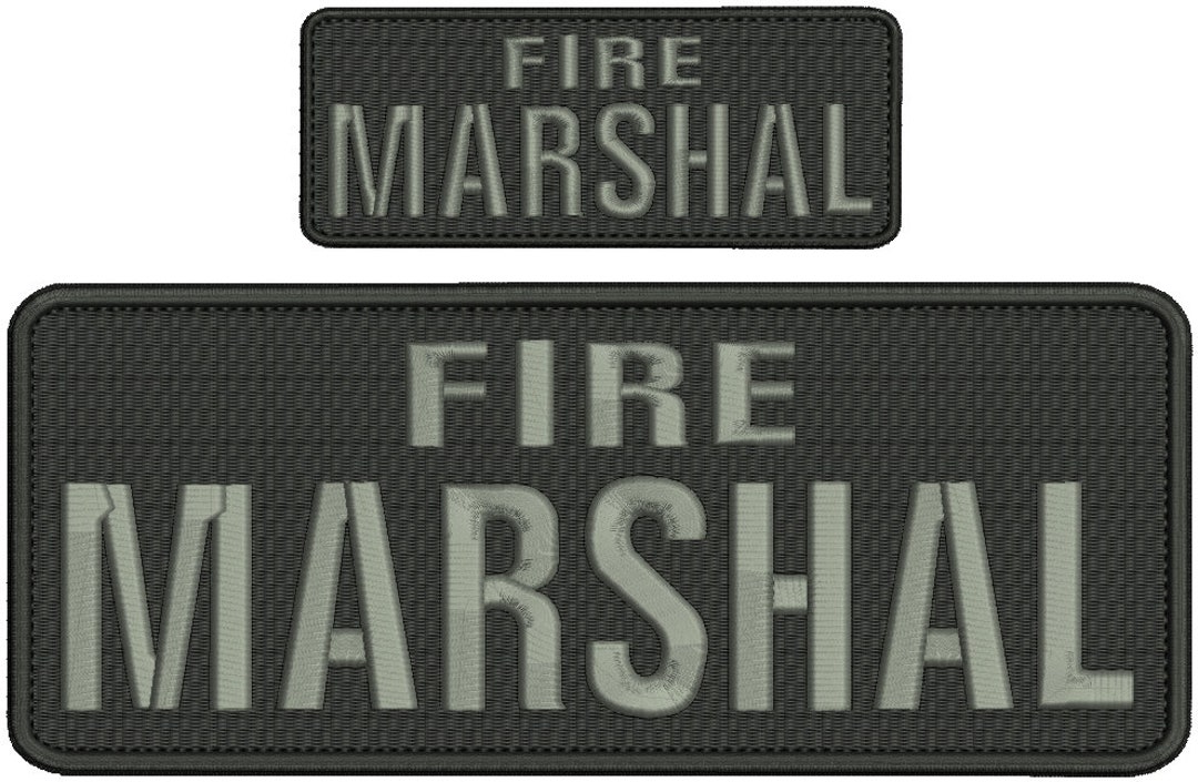 Fire Marshal Embroidery Patch 10x4 and 5x2 Inches Hook Backing Grey ...