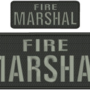 Fire Marshal Embroidery Patch 10x4 and 5x2 Inches Hook Backing Grey Letters - Etsy