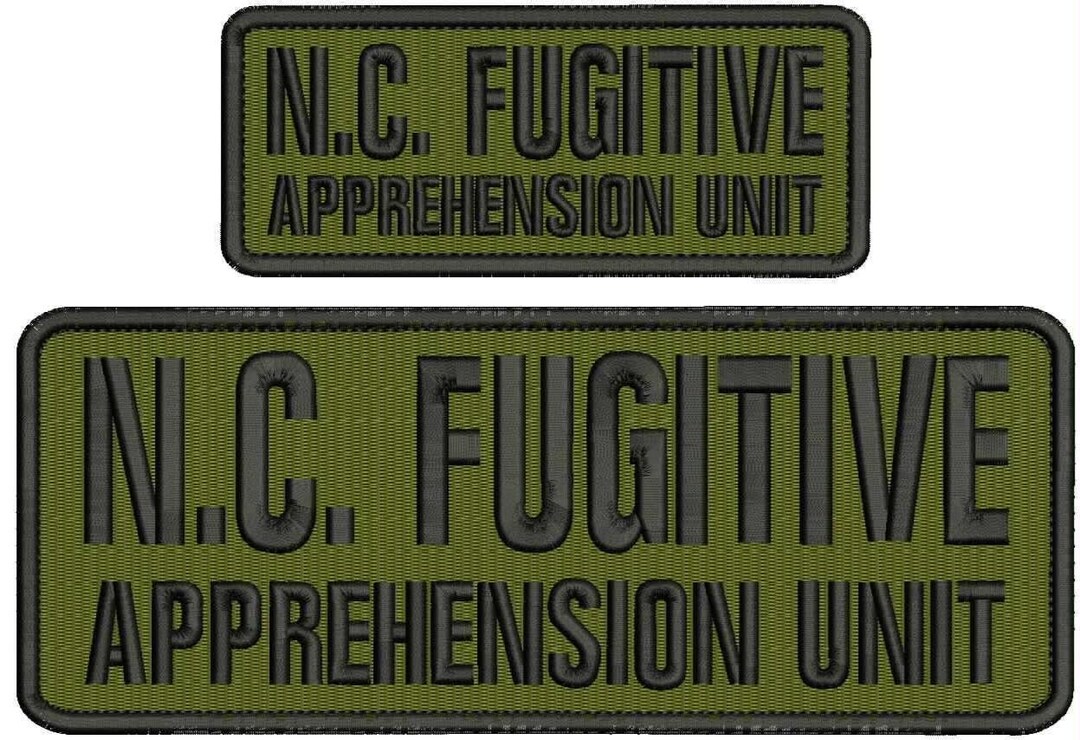 NC Fugitive Apprehension Unit Embroidery Patch 4x10 2.5x6 Inches Hook ...