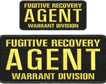 Fugitive Recovery Agent Embroidery Patch 4x10 2.5x6 Inches Hook Backing ...
