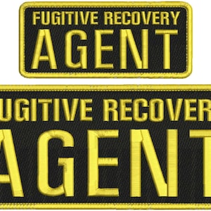 Fugitive Recovery Agent Embroidery Patch 4x10 2.5x6 Inches Hook Backing ...