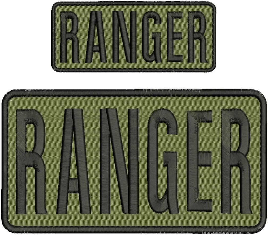 Ranger Embroidery Patches 4x8 and 2x5 Inches Hook Backing Round Corners ...