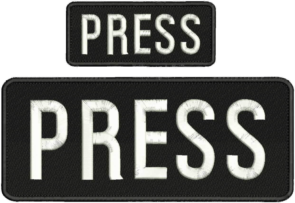 PRESS Embroidery Patch 10x4 and 5x2 Inches Hook Backing Black With ...