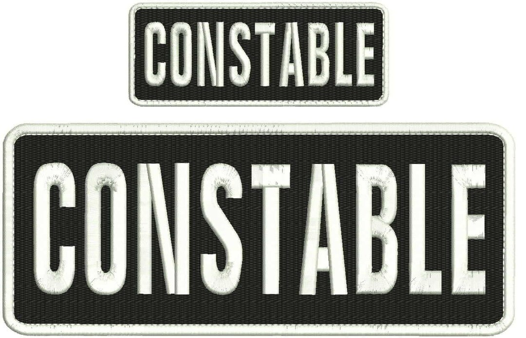 Constable Embroidery Patch 10x4 and 5x2 Inches Hook Backing All White ...