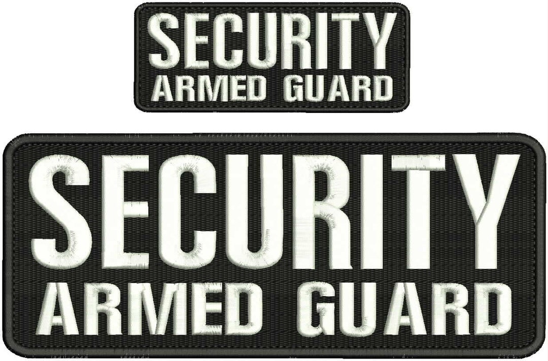 SECURITY Armed Guard Embroidery Patch 4x10 and 2x5 Inches Hook Backing ...