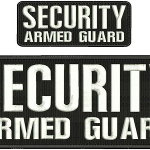 SECURITY Armed Guard Embroidery Patch 4x10 and 2x5 Inches Hook Backing ...