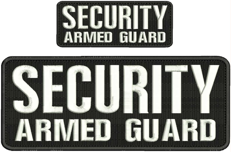 SECURITY Armed Guard Embroidery Patch 4x10 and 2x5 Inches Hook Backing ...