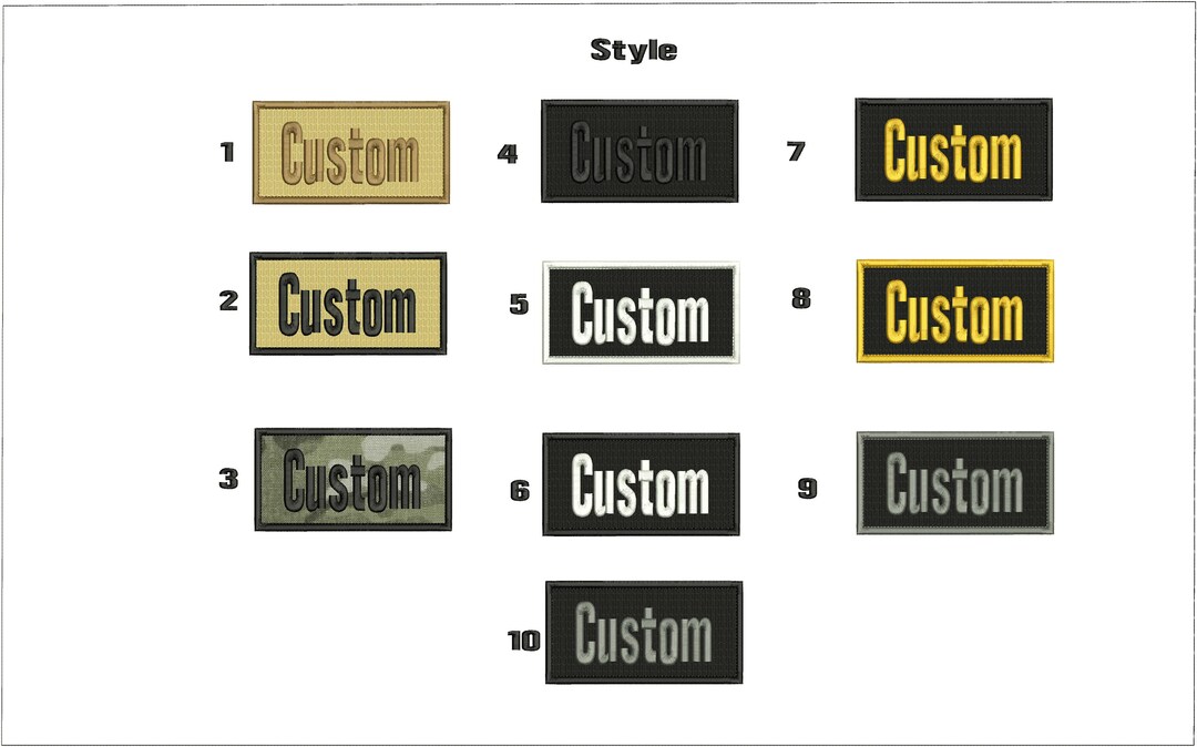 Custom Name Tapes Embroidery Patch 3x6 Inches Hook Backing Square ...