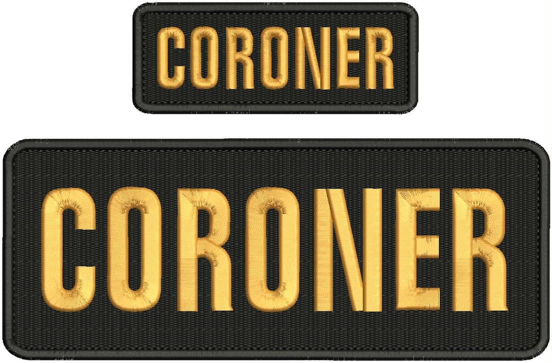 CORONER Embroidery Patch 4x10 and 2x5 Inches Hook Backing Gold Letters - Etsy