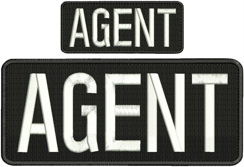AGENT Embroidery Patch 4x10 and 2x5 Inches Hook Backing White | Etsy