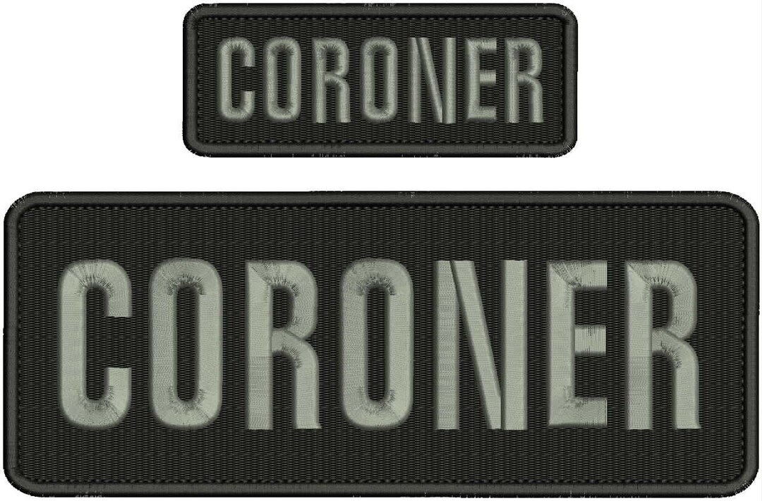 CORONER Embroidery Patch 4x10 and 2x5 Inches Hook Backing Grey Letters ...