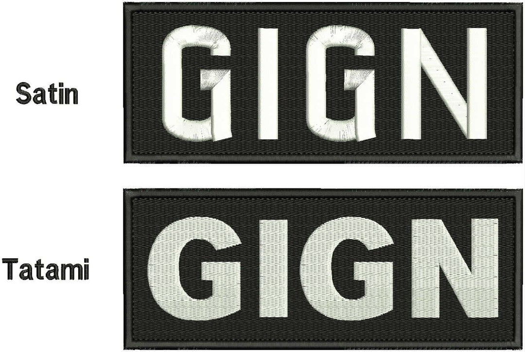 GIGN Embroidery Patch 3x8 Inches Hook Backing White Letters Square ...