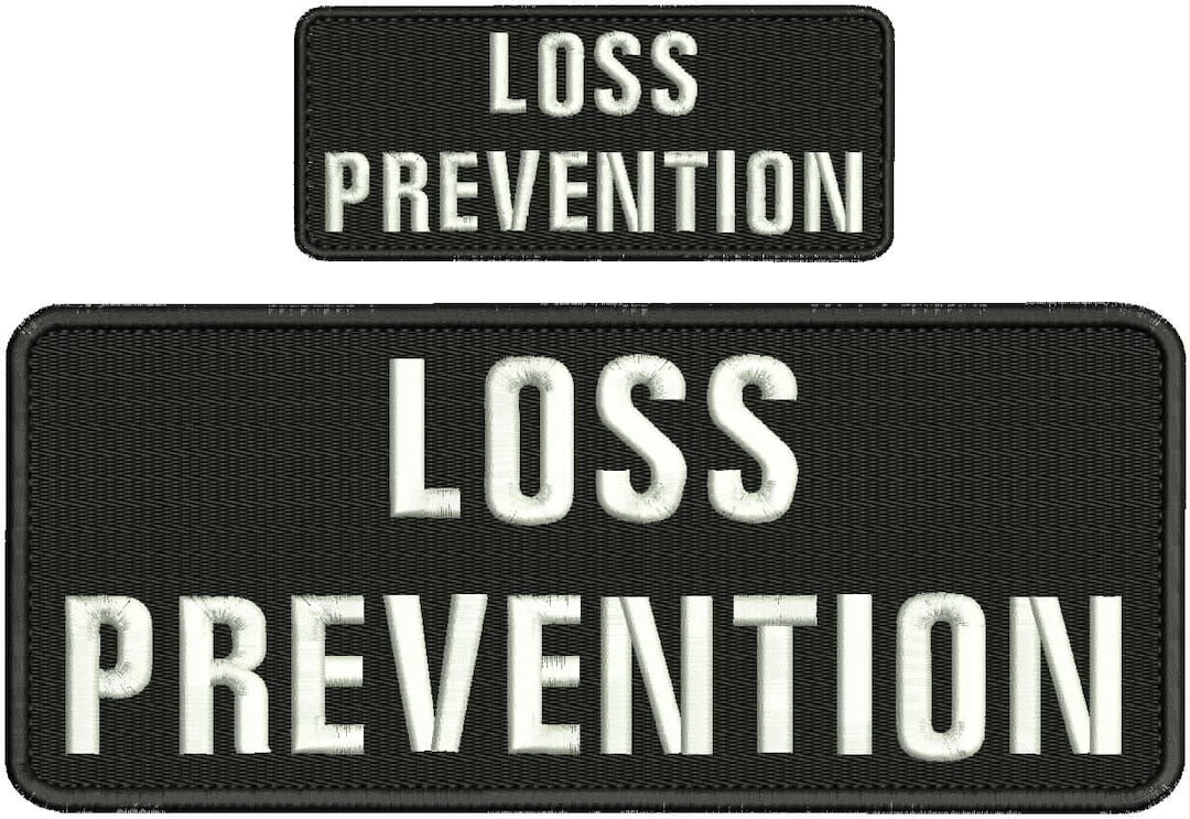 Loss Prevention Embroidery Patch 10x4 and 5x2 Inches Hook Backing White ...