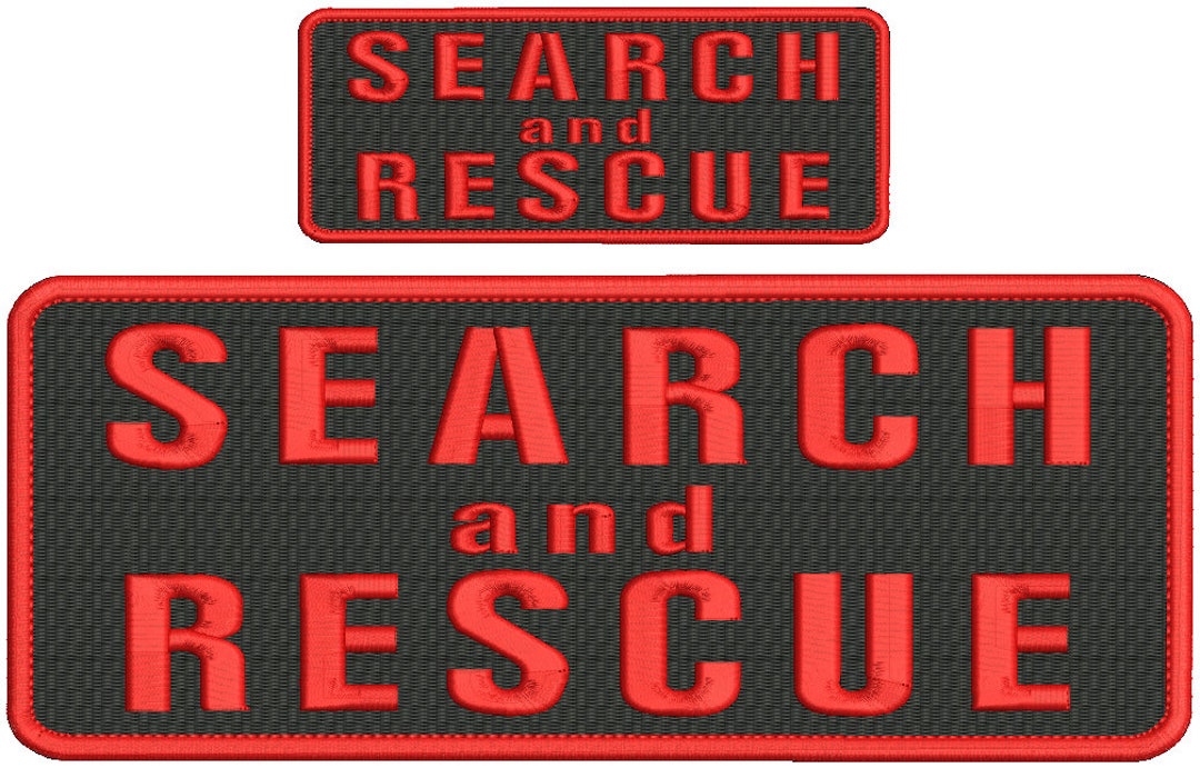 SEARCH and Rescue Embroidery Patch 4x10 and 2x5 Inches Hook Backing Red ...