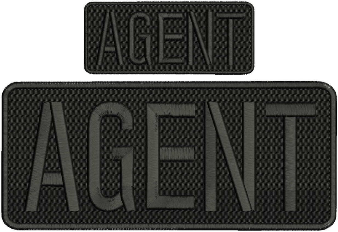AGENT Embroidery Patch 4x10 and 2x5 Inches Hook Backing All Black - Etsy