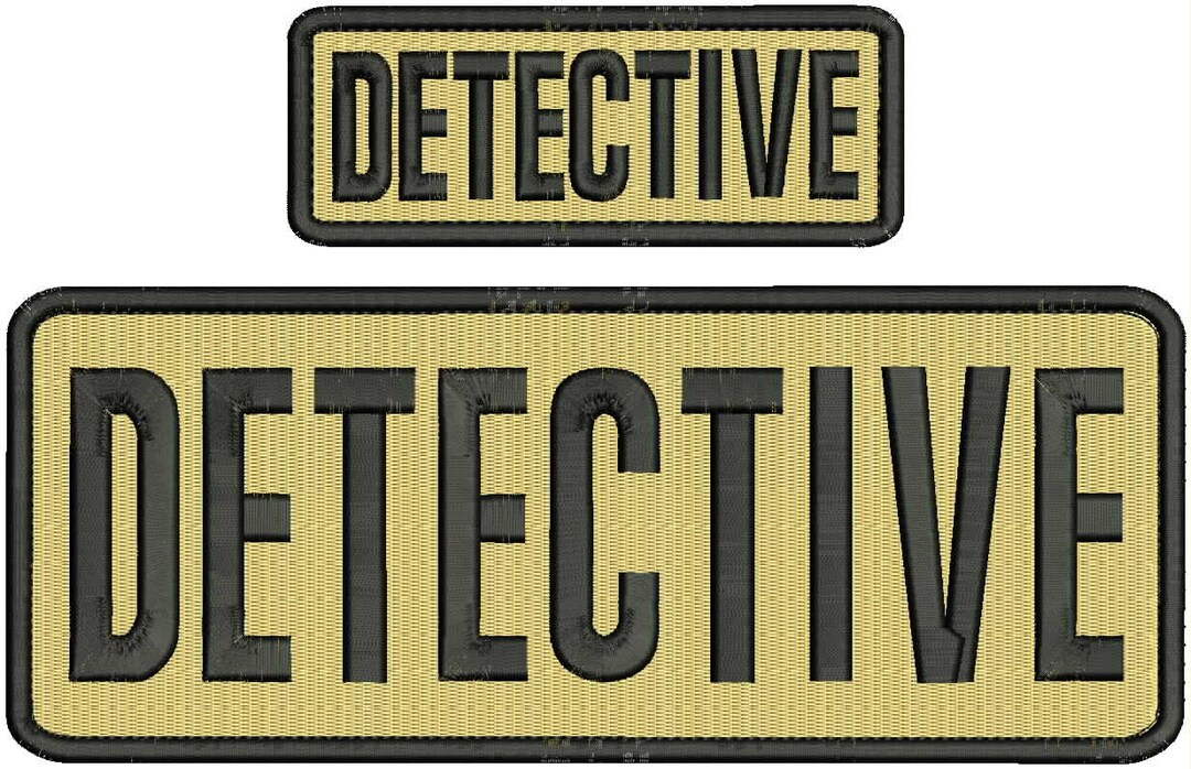 Detective Embroidery Patch 10x4 and 5x2 Inches Hook Backing Tan With ...