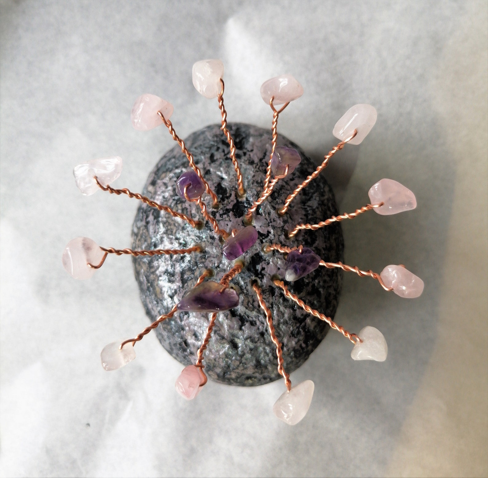 Paper Mache Stone Bloom: Quartz & Amethyst Abstract Flower - Etsy