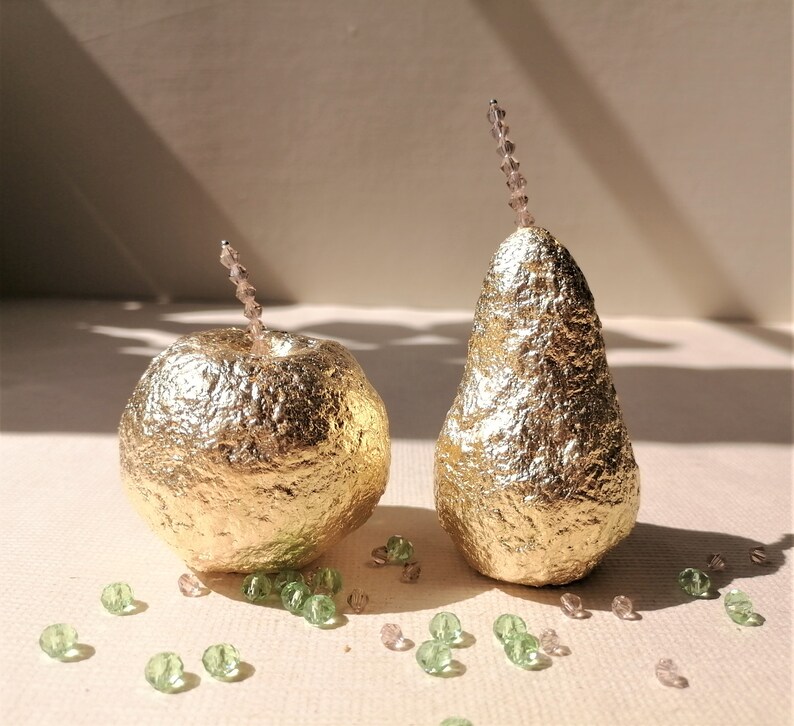 Decorative Paper Mache Apples and Pears With Crystal Stalks. Christmas ...