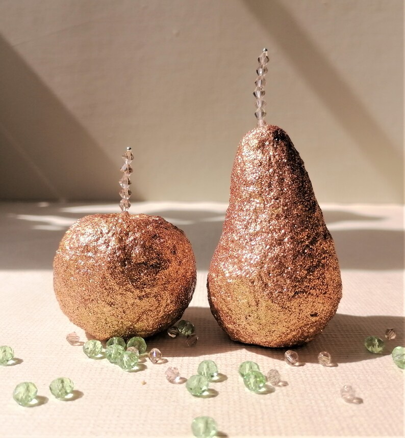 Decorative Paper Mache Apples and Pears With Crystal Stalks. Christmas ...