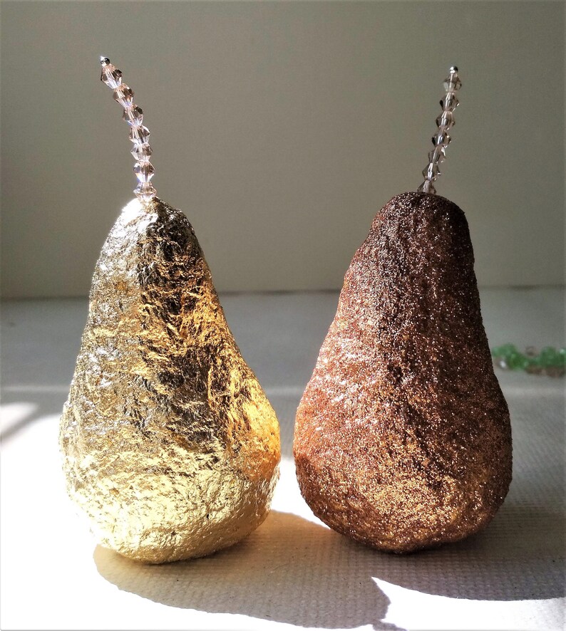 Decorative Paper Mache Apples and Pears With Crystal Stalks. Christmas ...