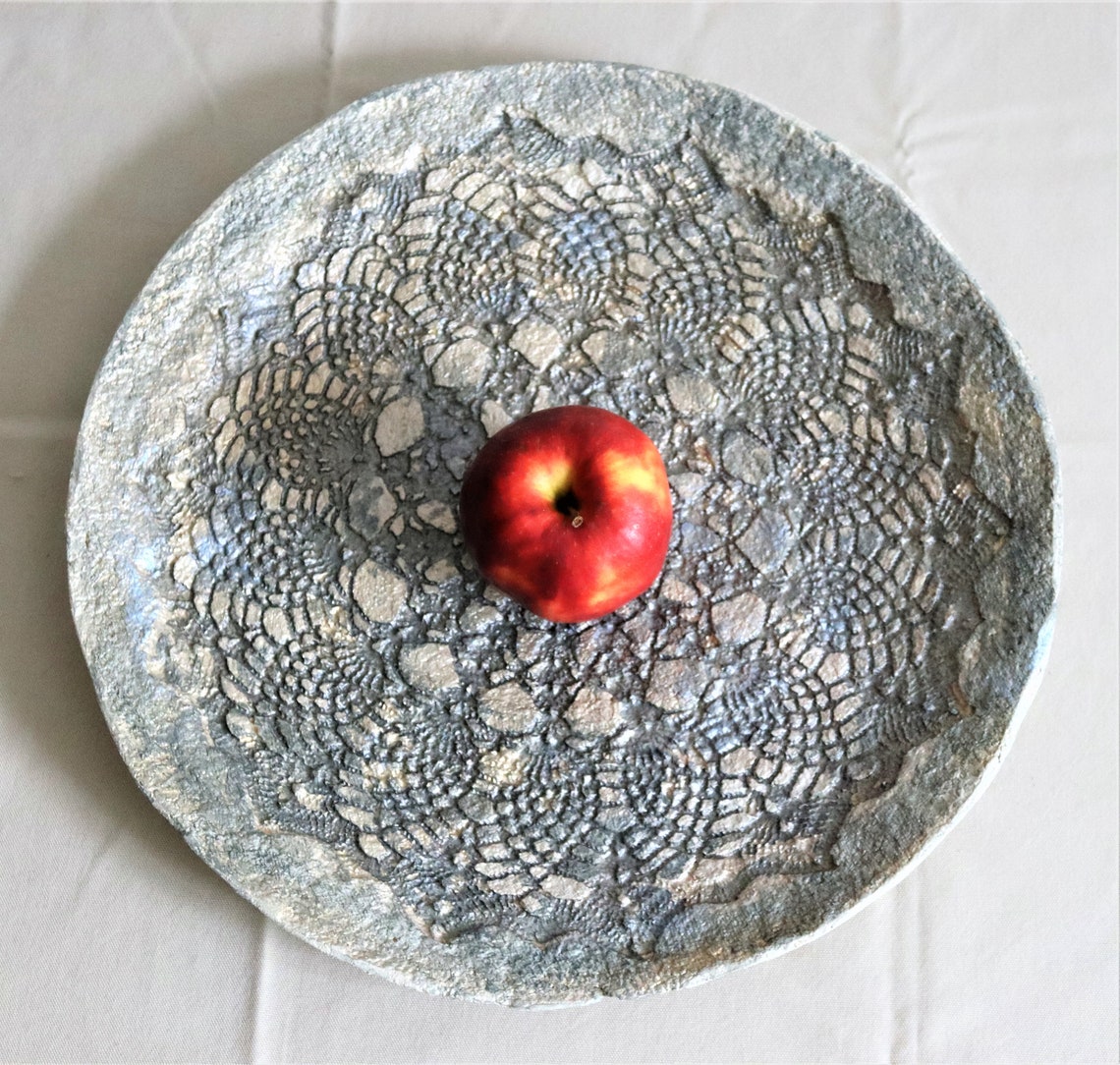 Large Paper Mache Plate With Ethnic Ornament. Gray Pearl - Etsy