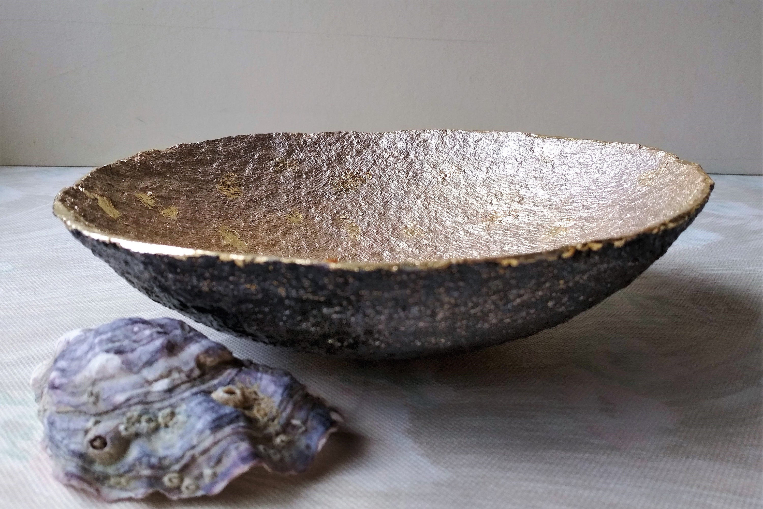 Golden Paper Mache Vessel With Spots. Papier Pulp Centerpieces ...