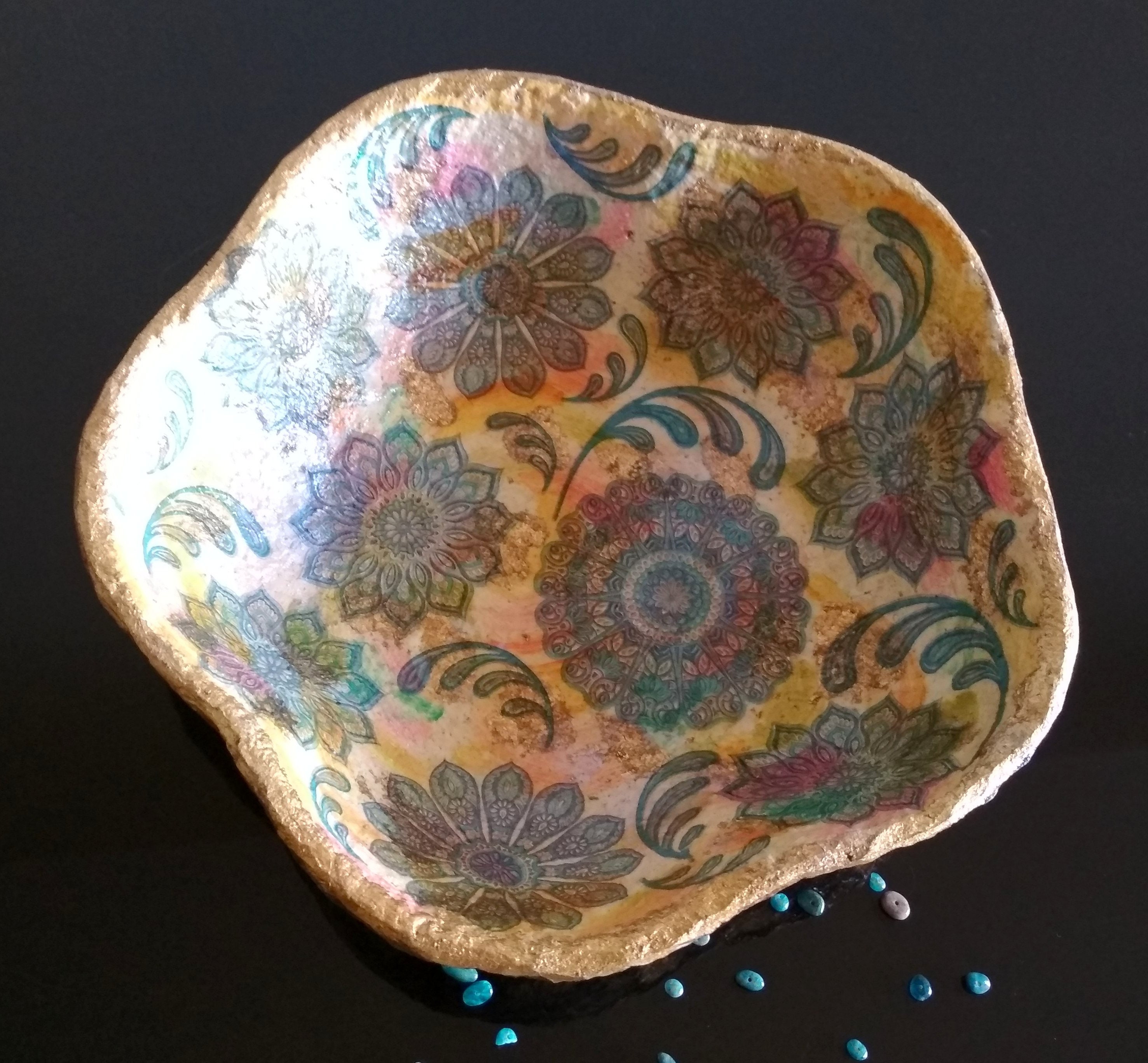 Handcrafted Candy Plate Oriental Style Handmade Paper Mache Bowl ...