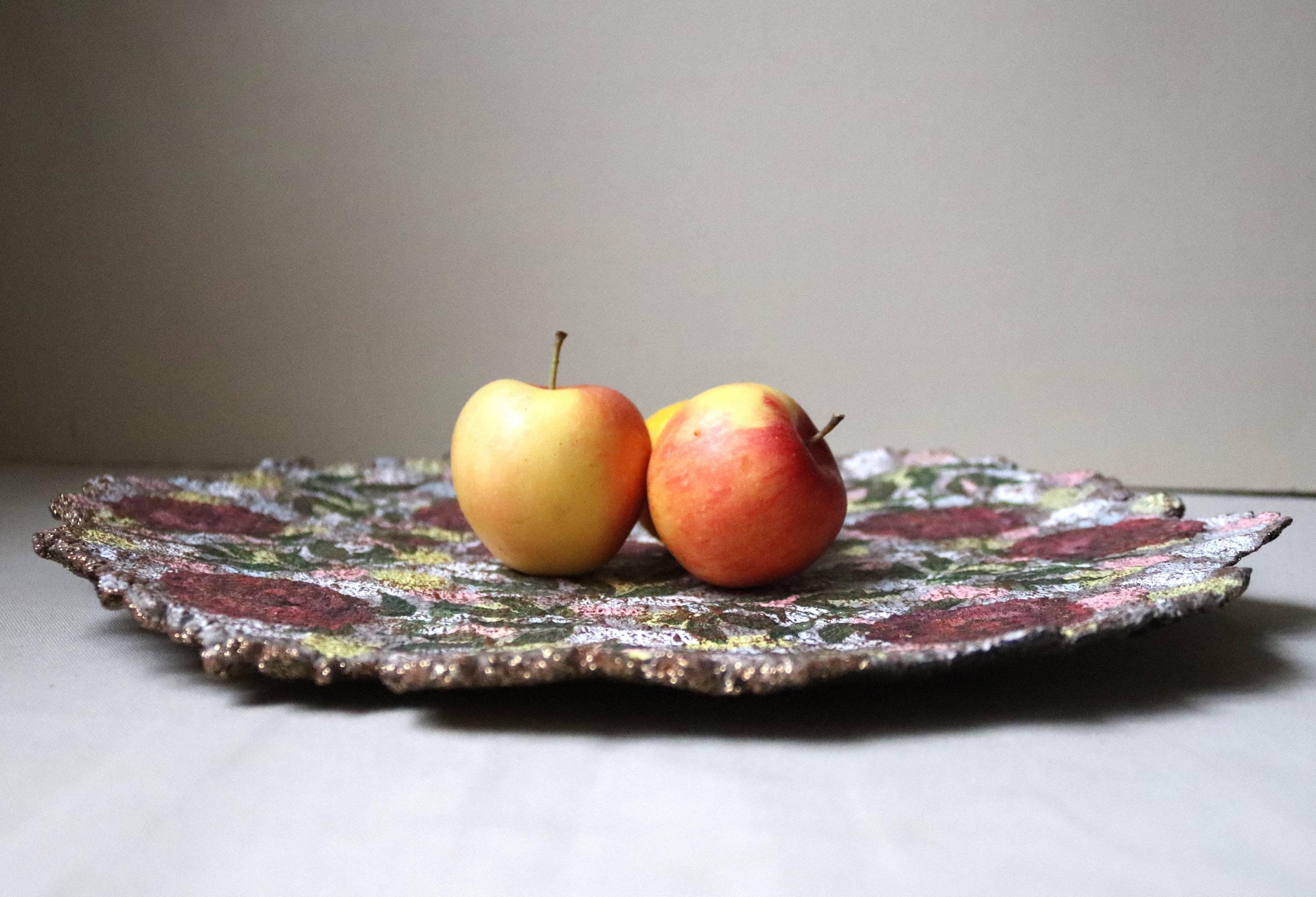 Antique Style Paper Mache Plate With Peonies Decoupage. Recycled Papier ...