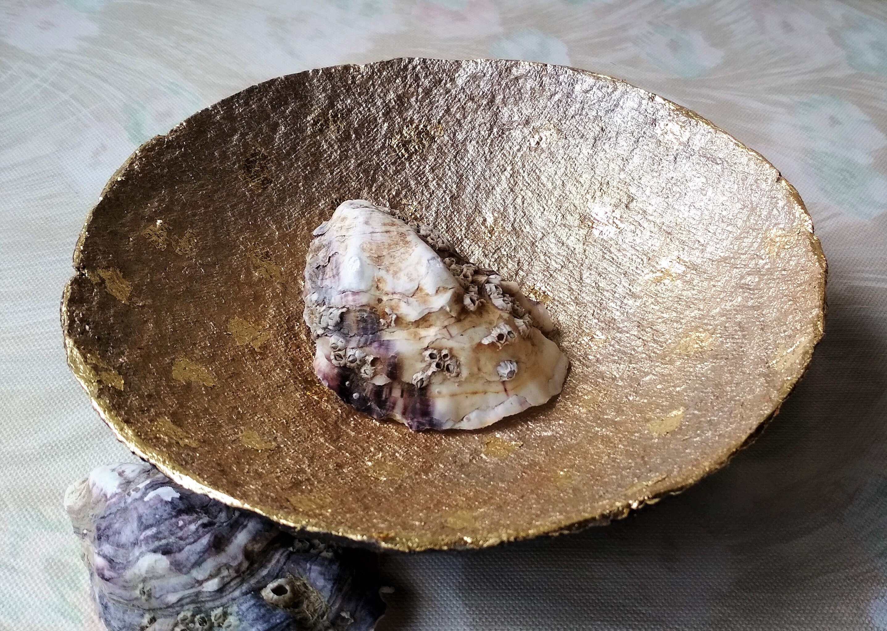 Golden Paper Mache Vessel With Spots. Papier Pulp Centerpieces ...