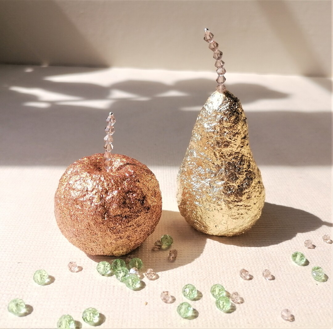 Decorative Paper Mache Apples and Pears With Crystal Stalks. Christmas ...