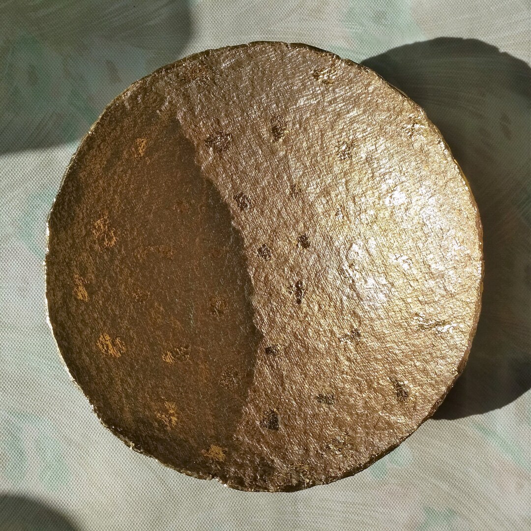 Golden Paper Mache Vessel With Spots. Papier Pulp Centerpieces ...