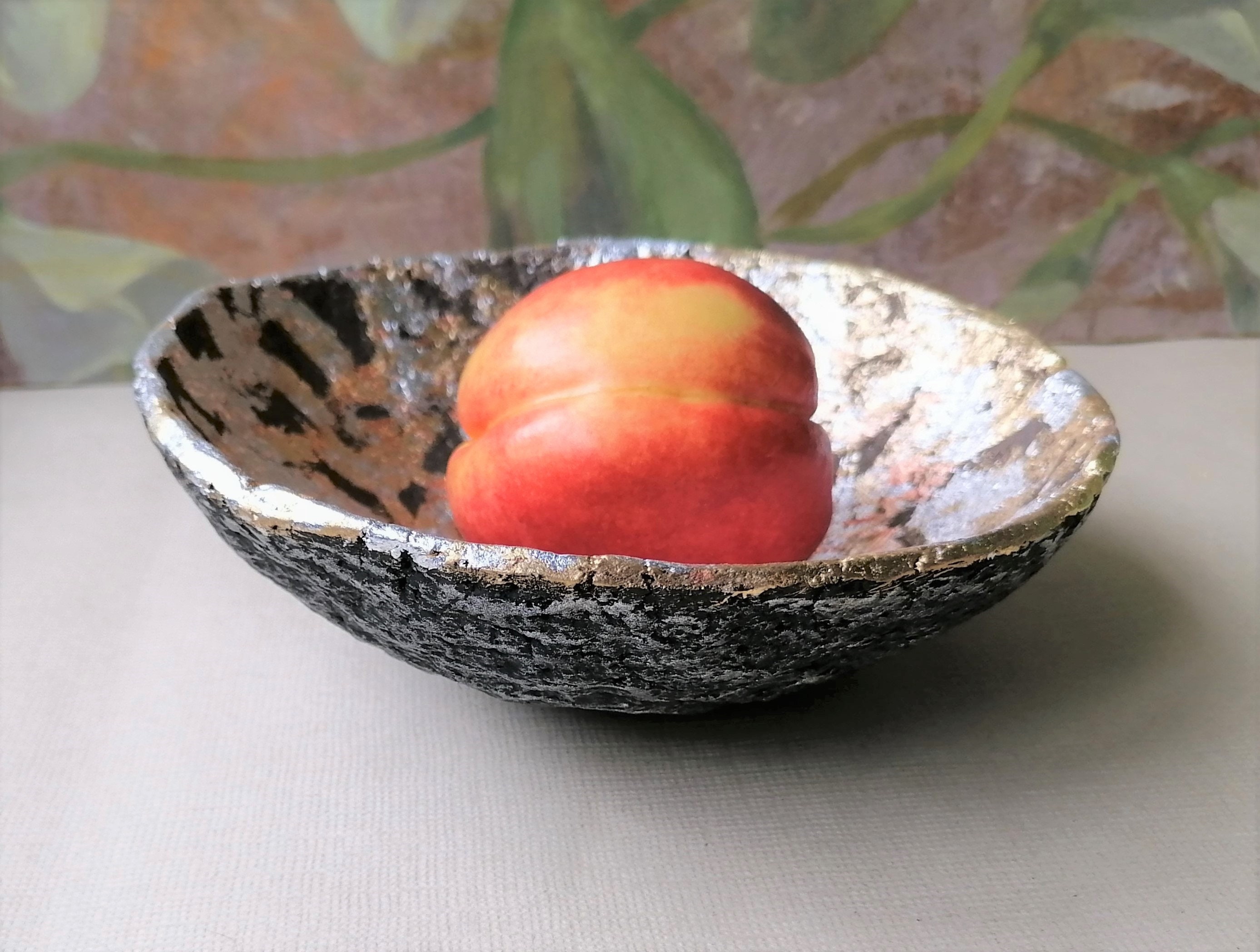 Paper Pulp Vessel With Gold and Silver Foil. Unique Papier Mache ...