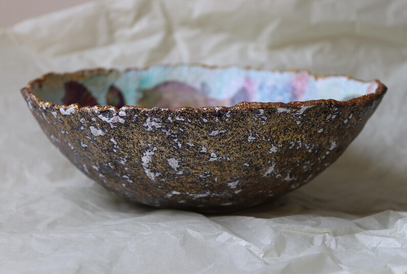 Paper Mache Bowl With Fish, Jellyfish, Shells. Decorative Recycled ...