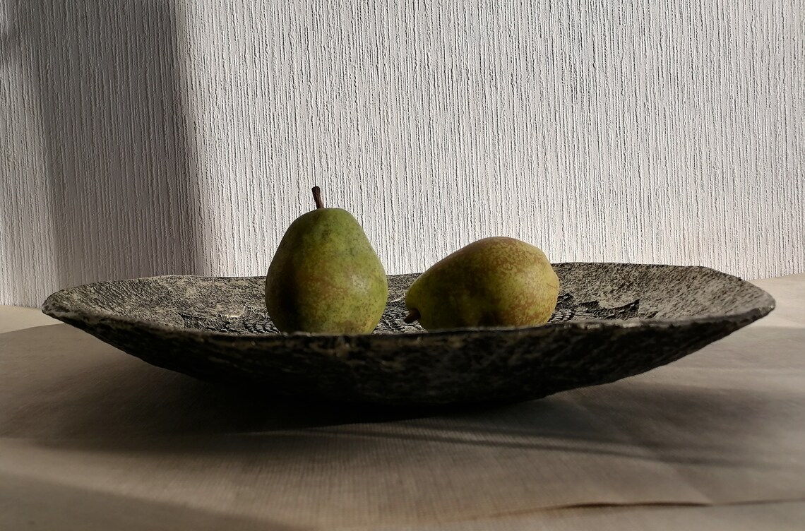 Large Paper Mache Plate With Ethnic Style Relief With an Old Gold ...