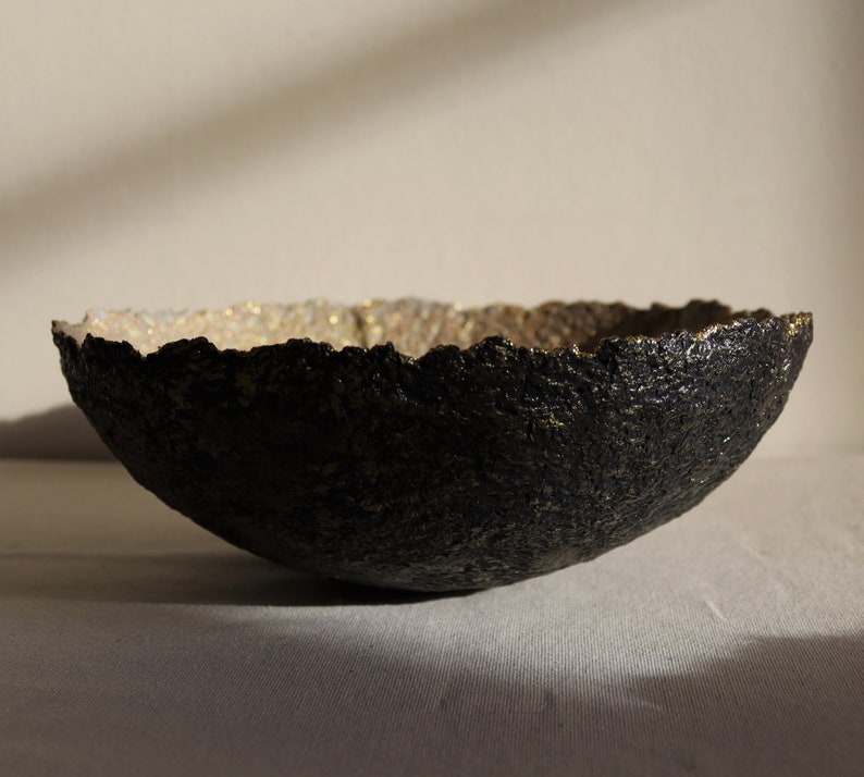 Golden Paper Mache Bowl With Fern. Decorative Recycled Papier - Etsy