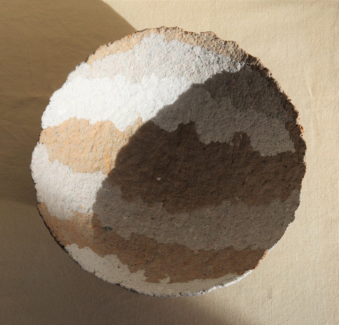 Unpainted Paper Mache Bowl With Bands of Three-color Paper Mache ...