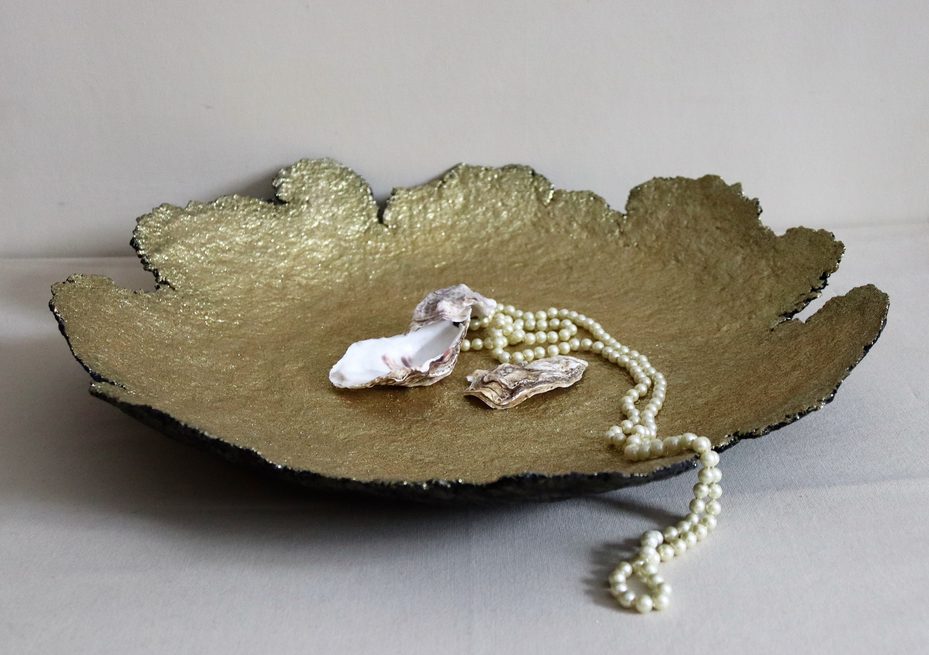 A Large Paper Mache Plate of Irregular Shape With a Golden Top - Etsy