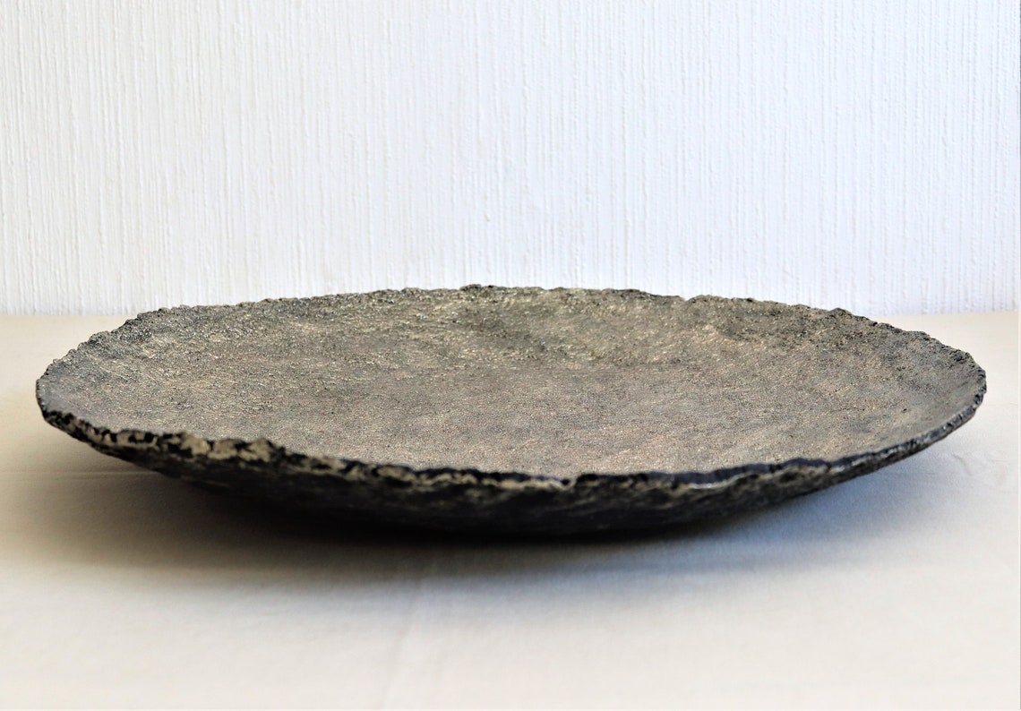 Decorative Antique Gold Paper Mache Plate. Large Recycled Papier Pulp ...