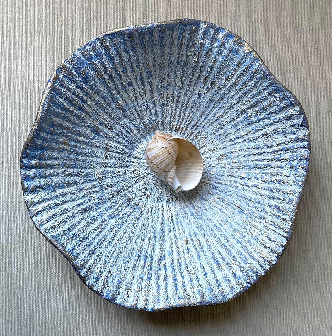 Light Blue Wavy Paper Mache Bowl With Golden Touch. Recycled Papier ...