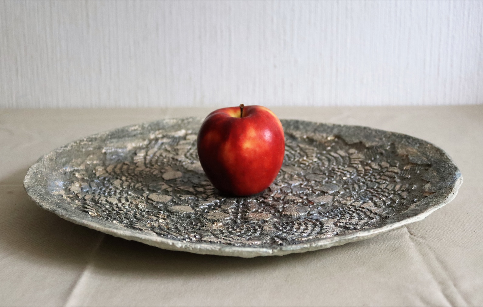 Large Paper Mache Plate With Ethnic Ornament. Gray Pearl - Etsy