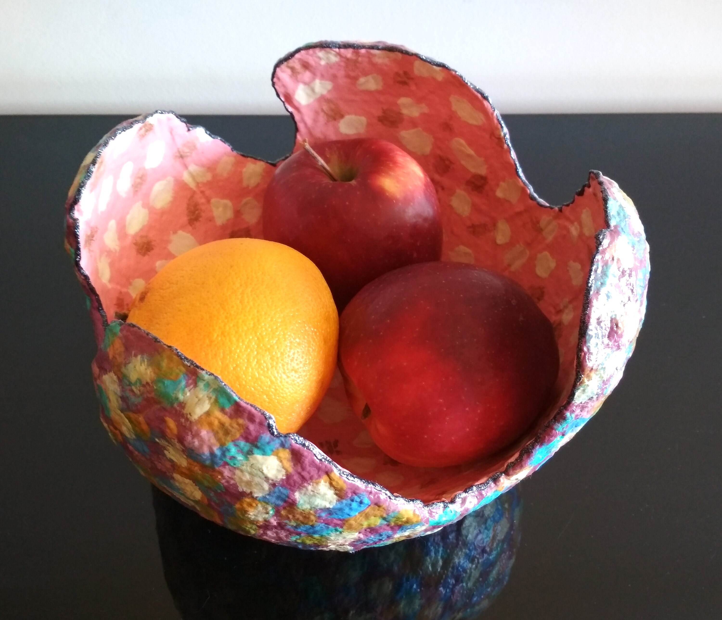 Bright Paper Mache Fruit Bowl, Handmade Art Decor. Beautiful Candy Dish ...