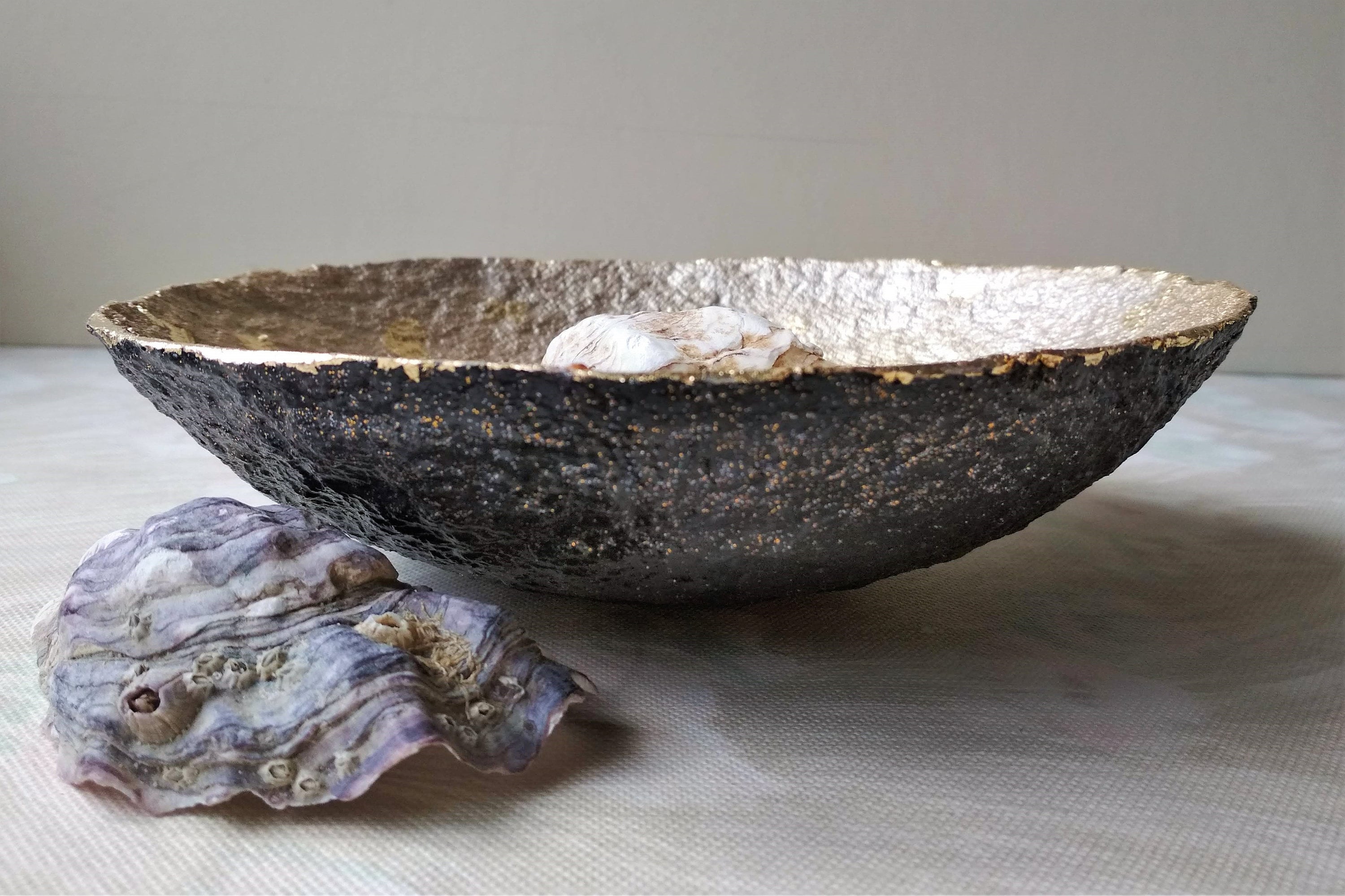 Golden Paper Mache Vessel With Spots. Papier Pulp Centerpieces ...