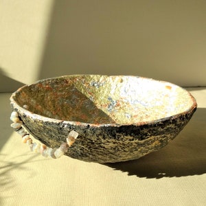 Paper Pulp Vessel With Quartz Handles and Gold and Silver Foil. Unique ...