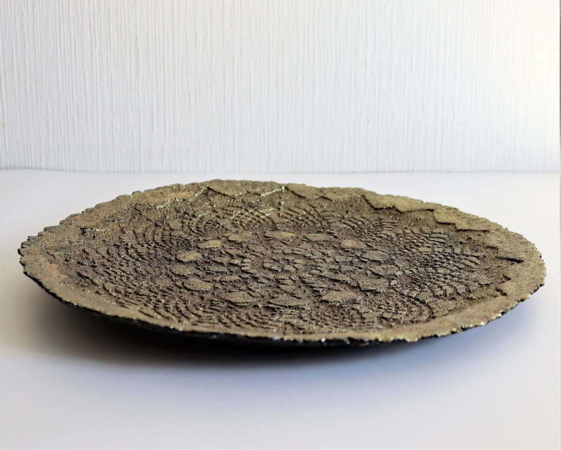 Paper Mache Plate With Gold Mandala Relief Ornament. Very Beautiful ...