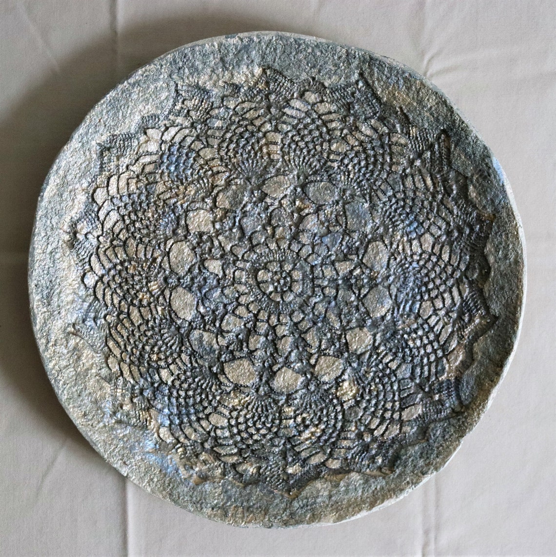 Large Paper Mache Plate With Ethnic Ornament. Gray Pearl - Etsy